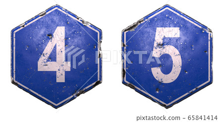 Set of public road signs in blue color with a... - Stock Illustration ...