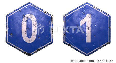 Set of public road signs in blue color with a... - Stock Illustration ...