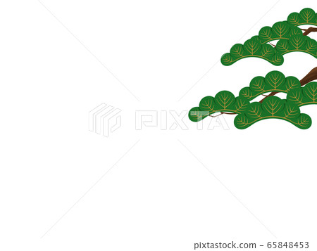 Japanese style pine branch frame illustration - Stock Illustration ...