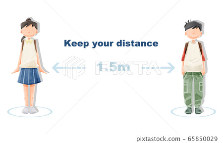 Children with a social distance - Stock Illustration [65850029] - PIXTA