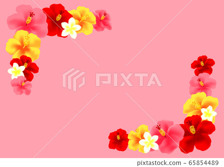 Hibiscus plumeria frame background illustration - Stock Illustration ...