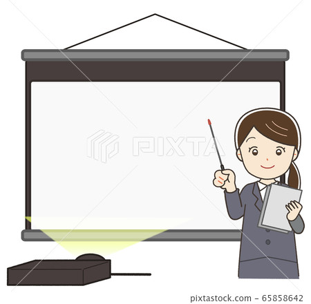 Suit female projector frame business - Stock Illustration [65858642 ...