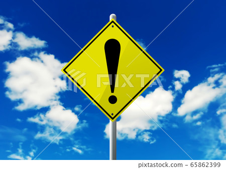 Abstract rhombus warning sign on blue sky - Stock Illustration ...