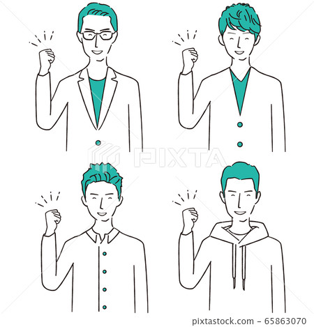 Hand-painted 1color man, four guts poses - Stock Illustration [65863070 ...