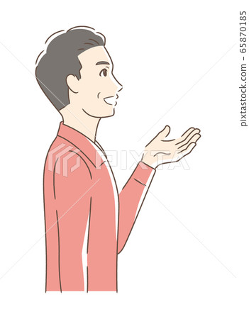 Side profile of a man holding his hand smiling - Stock Illustration ...