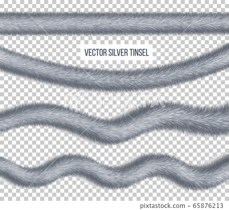 Set of silver fluffy tinsel for decorate,... - Stock Illustration ...