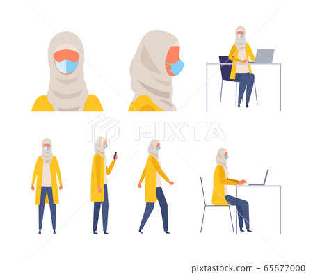 Various poses of the person wearing the mask - Stock Illustration ...