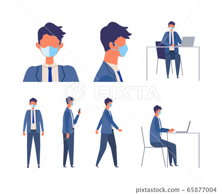 Various poses of the person wearing the mask - Stock Illustration ...