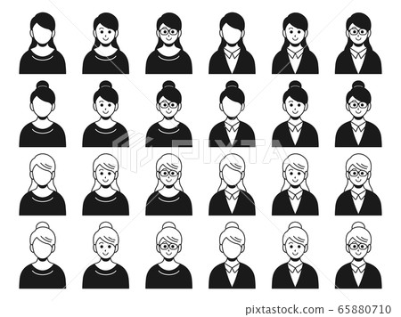 Female icon illustration set - Stock Illustration [65880710] - PIXTA