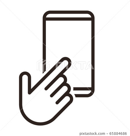 Hand pointer and iPhone icon - Stock Illustration [65884686] - PIXTA