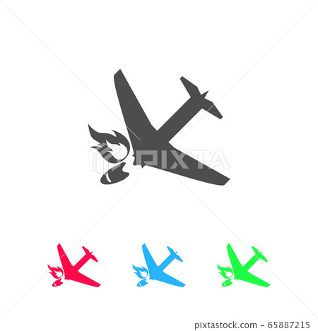 Crash plane icon flat - Stock Illustration [65887215] - PIXTA