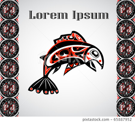 Native fish Vector in native pattern frame - Stock Illustration ...
