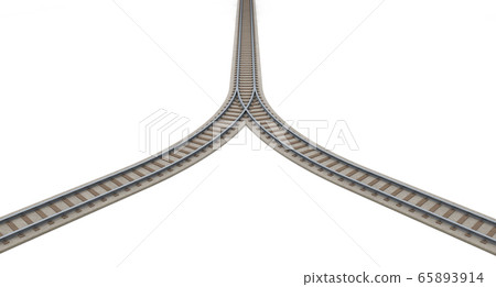 The two become one. Two railroad tracks. 3D... - Stock Illustration ...