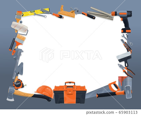 Construction and repair tools frame border - Stock Illustration ...