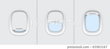 Plane or airplane windows realistic mockup - Stock Illustration ...