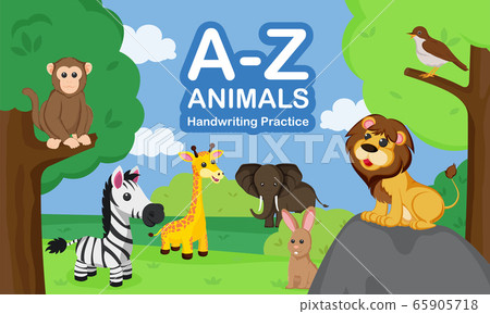 A-Z Animal Hand Writing Practice Book Cover - Stock Illustration ...