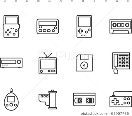 80s - 90s entertainment tecnology thin outline - Stock Illustration ...