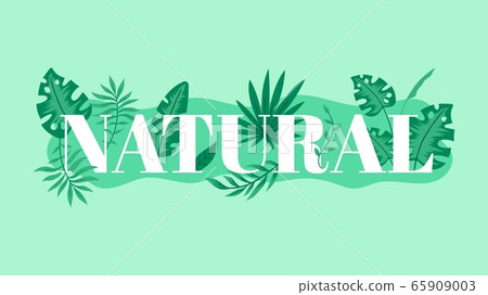 Word Natural with green leaves on background. - Stock Illustration ...