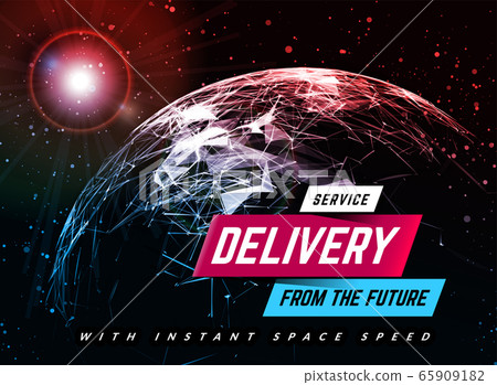Delivery service design background with planet.... - Stock Illustration ...