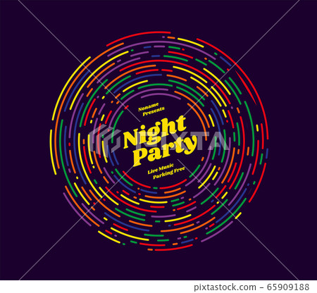 Night party vector illustration. Rounded lines... - Stock Illustration ...