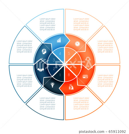 Ring of arrows Infographic. Chart template for - Stock Illustration ...