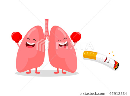 Cute cartoon lung punch cigarette. - Stock Illustration [65912884] - PIXTA