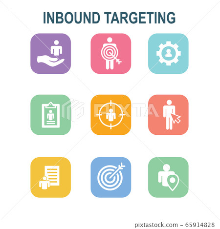 Inbound Marketing Icons with targeting imagery to - Stock Illustration ...