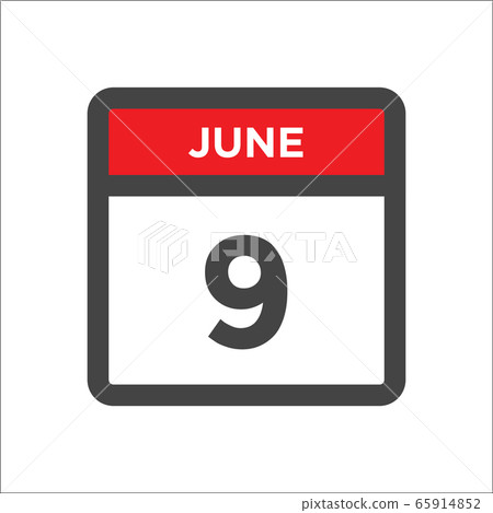 June 9 calendar icon with day of month - Stock Illustration [65914852 ...