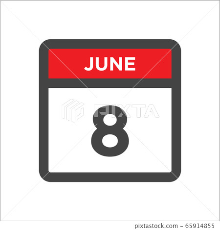 June 8 calendar icon with day of month - Stock Illustration [65914855 ...