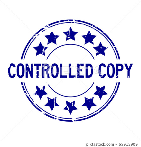 Grunge blue controlled copy word with star icon... - Stock Illustration ...