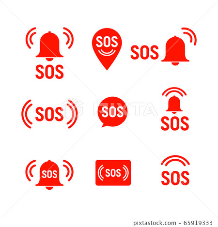 Sos icon emergency alarm button. SOS sign... - Stock Illustration ...