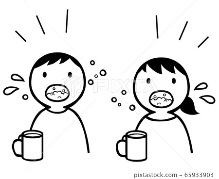 Gargling person line drawing - Stock Illustration [65933903] - PIXTA