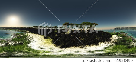 River estuary 360 panorama 3d rendering - Stock Illustration [65938499 ...
