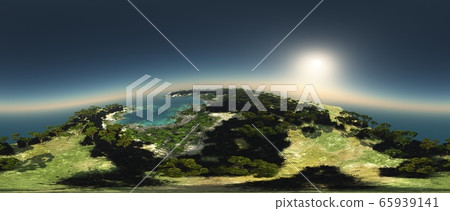 River estuary 360 panorama 3d rendering - Stock Illustration [65939141 ...