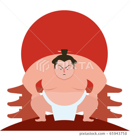 Serious face Sumo standing in crouch stance with - Stock Illustration ...