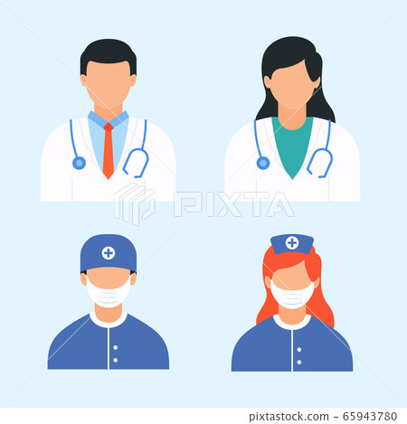 Doctor avatar male and female set, nurses and - Stock Illustration ...