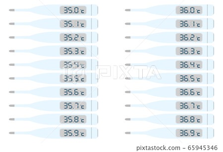 Illustration set of thermometer showing 35... - Stock Illustration ...