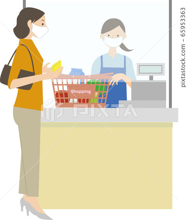 Cash register doing corona prevention - Stock Illustration [65953363 ...