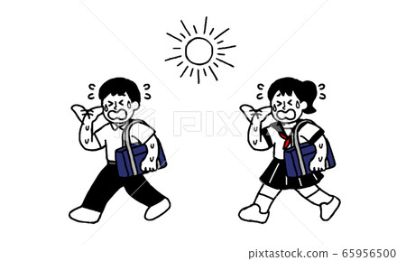 Sweaty student boys and girls (simple) - Stock Illustration [65956500 ...