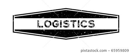 Grunge black logistics word hexagon rubber seal... - Stock Illustration ...