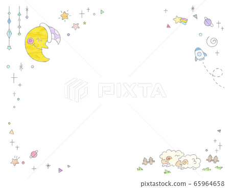 Cute night sky illustration frame 7 - Stock Illustration [65964658] - PIXTA