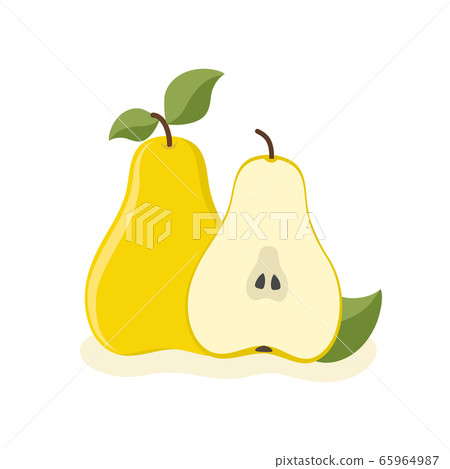 Two sweet pear in cartoon style on white, stock - Stock Illustration ...