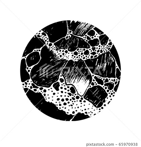 Round hand drawn graphic water art. Top view sea - Stock Illustration ...