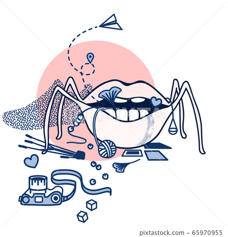 Vector illustration concept of greed. Mouth - Stock Illustration ...