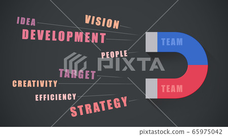 Magnet with word TEAM attracting cooperation... - Stock Illustration ...