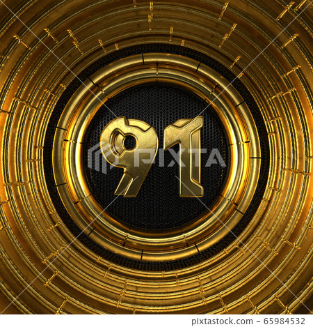 Gold number ninety-one years celebration - Stock Illustration [65984532 ...
