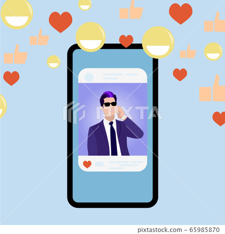 Popular guy in social media, photo handsome man - Stock Illustration ...