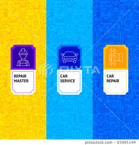 Line Car Service Package Labels - Stock Illustration [65995144] - PIXTA