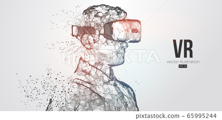 VR headset holographic low poly wireframe...-插圖素材 [65995244] - PIXTA圖庫