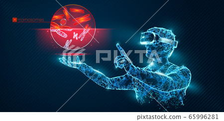 VR wireframe headset vector banner. Polygonal... - Stock Illustration ...